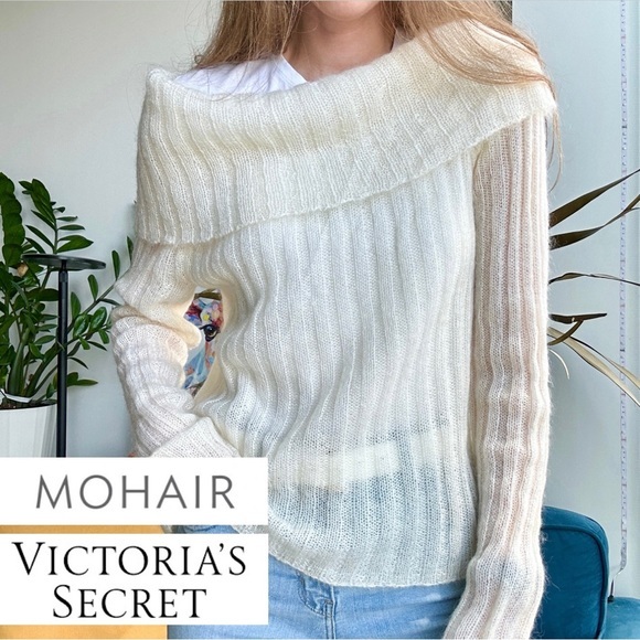 Victoria's Secret | Sweaters | Body By Victoria Kid Mohair Ivory Sheer Longsleeve Sweater L ...